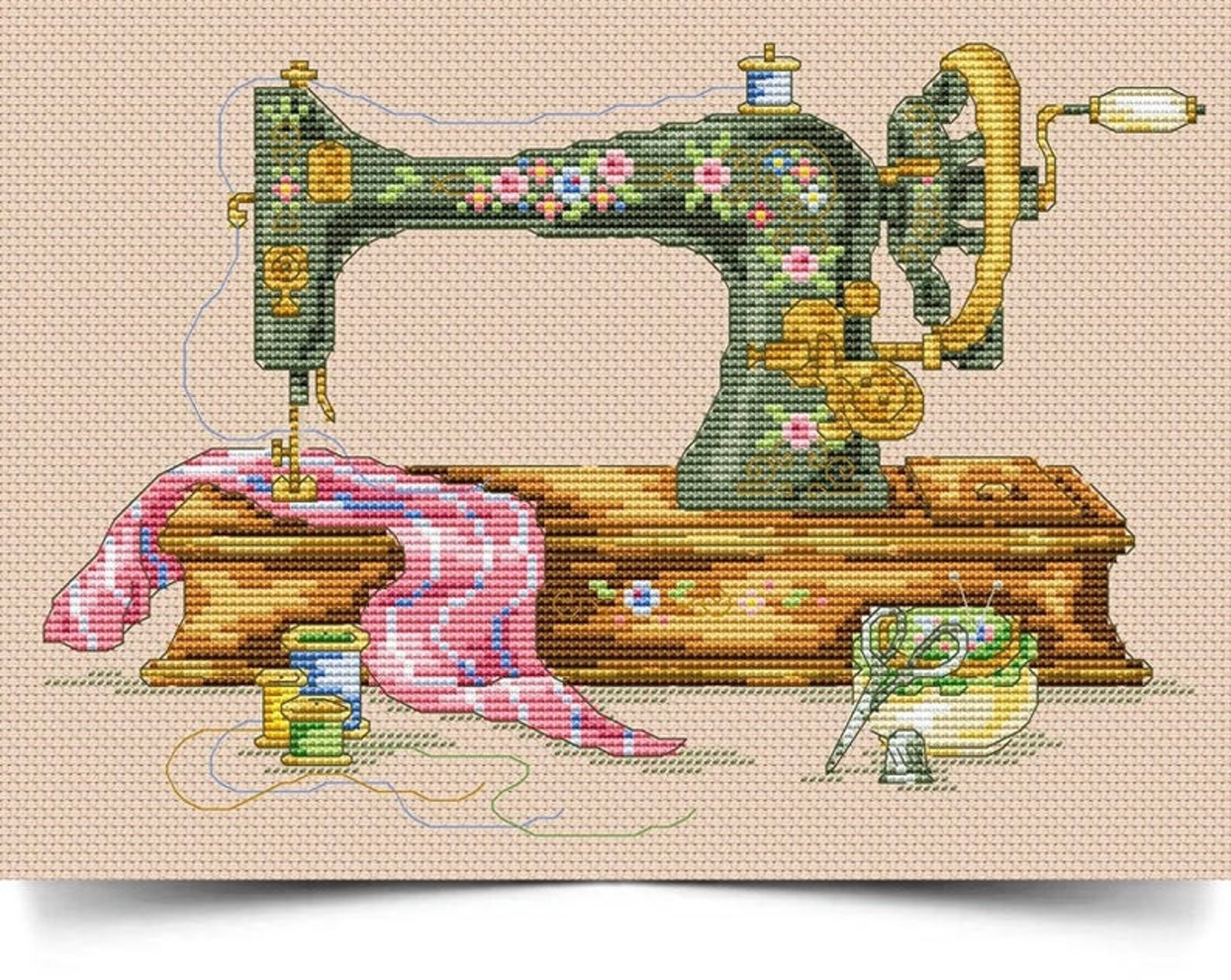 Cross Stitch Pattern - Vintage Sewing Machine-counted Cross Stitch/pdf ...