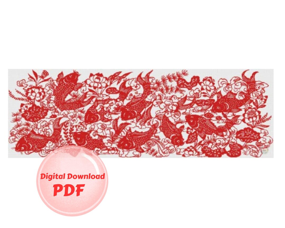 9 Lucky Koi Fish Cross Stitch Pattern: Monochromatic (PDF File) - Etsy