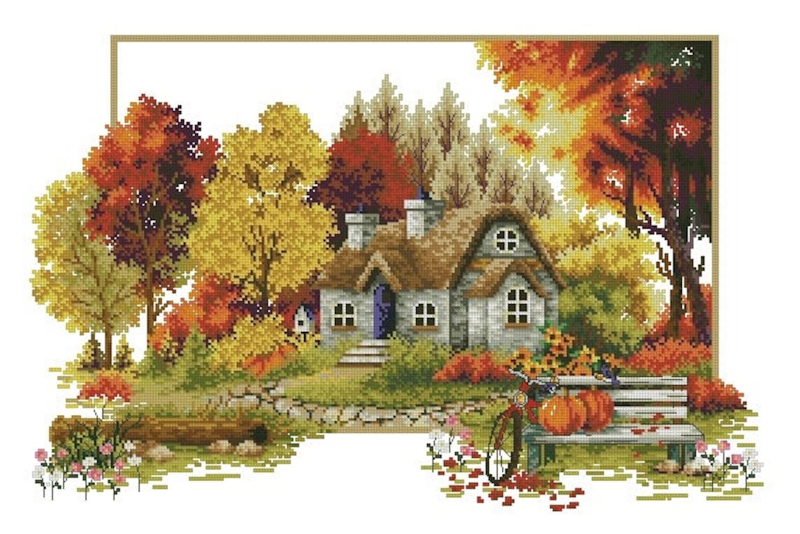 Cross Stitch Pattern - Fall (seasons) Counted Cross Stitch/pdf File ...