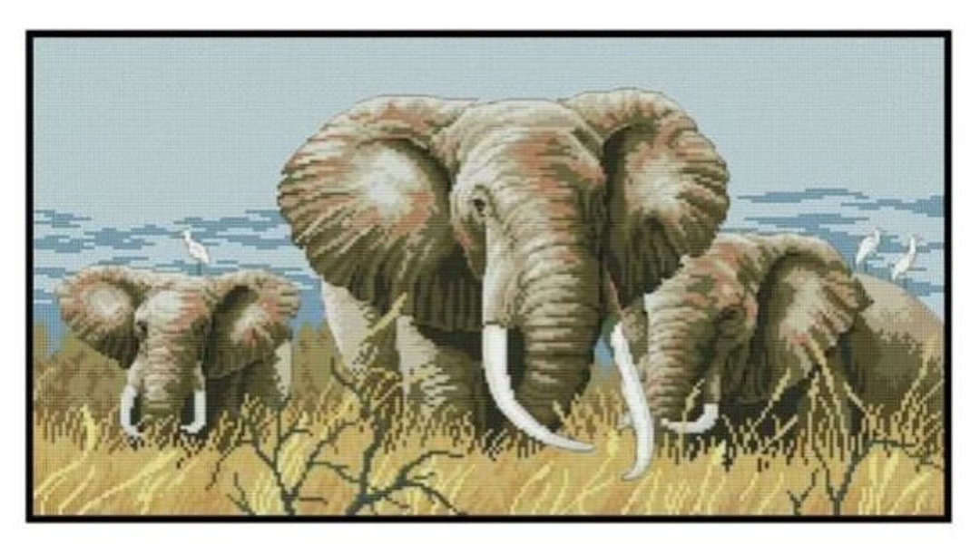 Wild Elephants Counted Cross Stitch Pattern PDF Pattern/digital Files ...