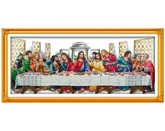 Jesus Christ Last Supper 12 Apostles Embroidery Counted Cross Stitch ...