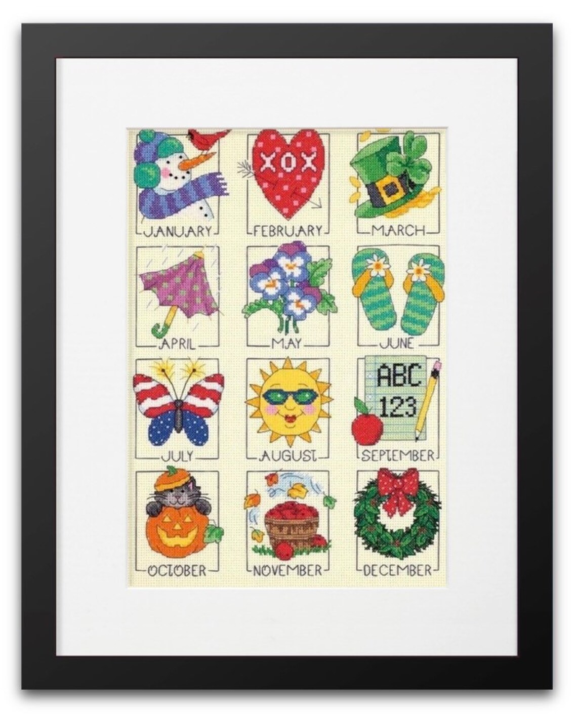 Cute Simple Calendar-counted Cross Stitch/pdf File/instant Download ...