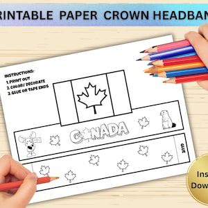 Canada Day Paper Crown Headband, Printable Maple Leaf Headband for Kids ...