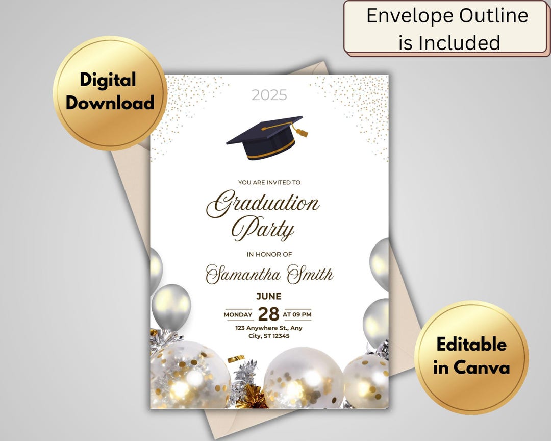 Editable Graduation Party Invitation Template, Class of 2025 Digital ...