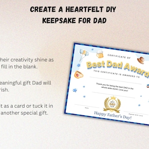 Personalized Best Dad Award Certificate-3 Version: Father's Day ...