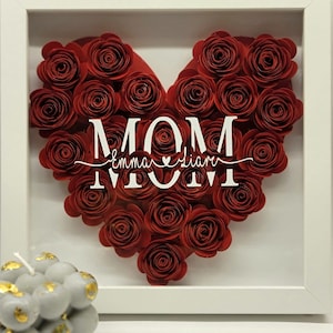 MOM Flower Shadow Box With Kids Name | Custom Gift Perfect for Mother's ...