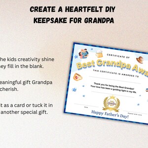 Best Grandpa Award Certificate-3 Printable Versions: Father's Day ...