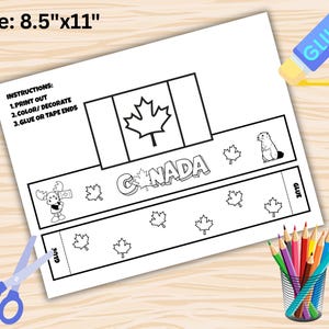Canada Day Paper Crown Headband, Printable Maple Leaf Headband for Kids ...