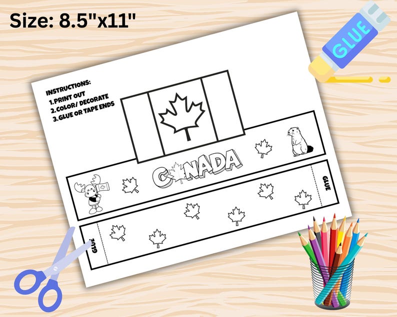 Canada Day Paper Crown Headband, Printable Maple Leaf Headband for Kids ...
