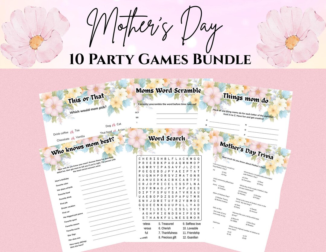 Mother’s Day Game Bundle Printable | Fun Mother’s Day Activities for ...