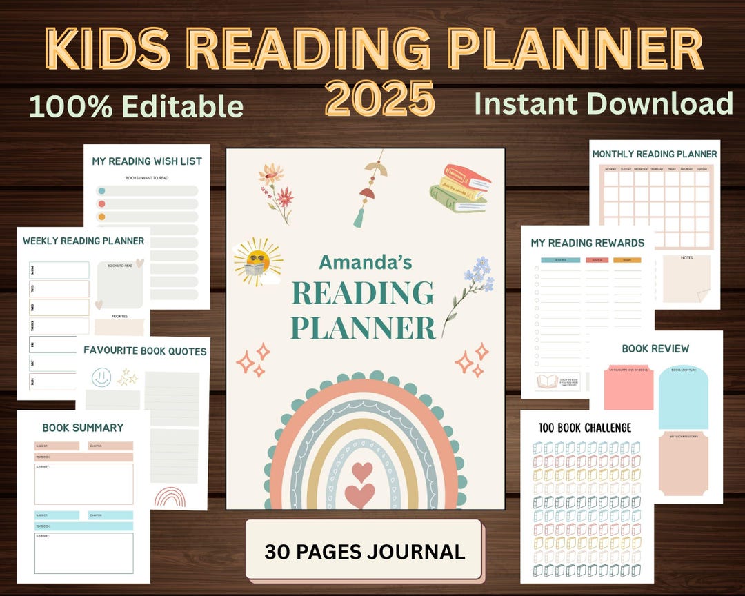 Printable Book Reading Planner Journal Bundle, Reading Log, Goals ...