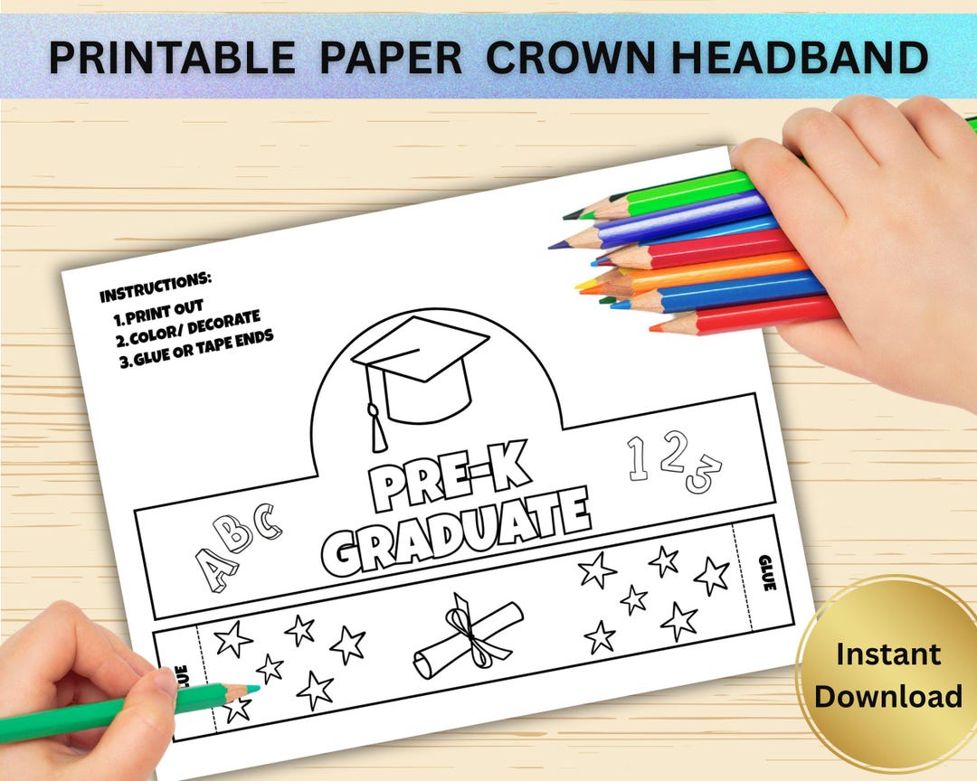Pre-kindergarten Graduation Paper Crown Printable | DIY Paper Crown for ...