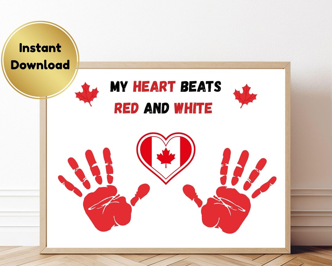 Canada Day Handprint Heart Art - Printable Kids Craft, Canada Day ...