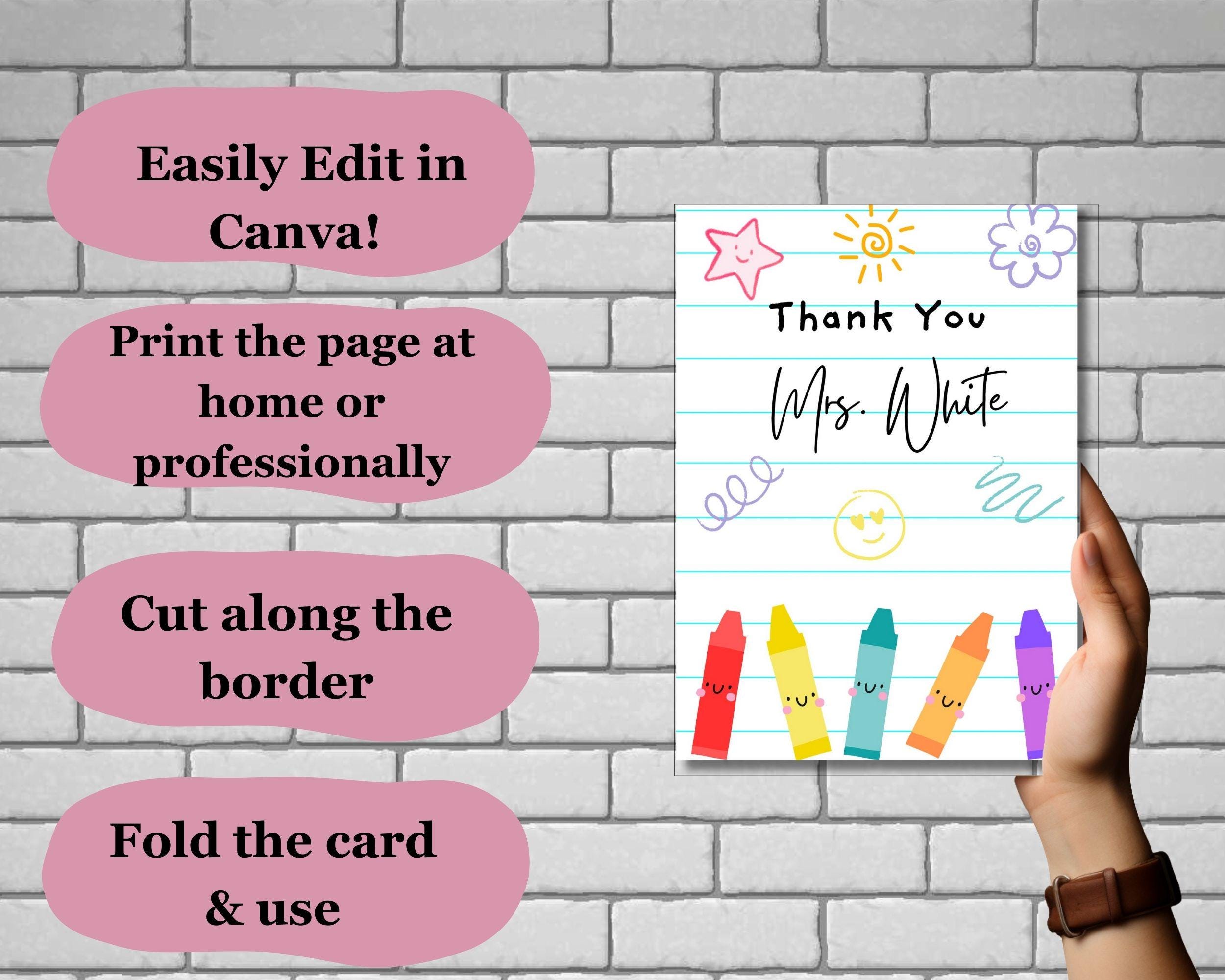 Printable Teacher Thank You Card | Foldable Card Template | Editable ...