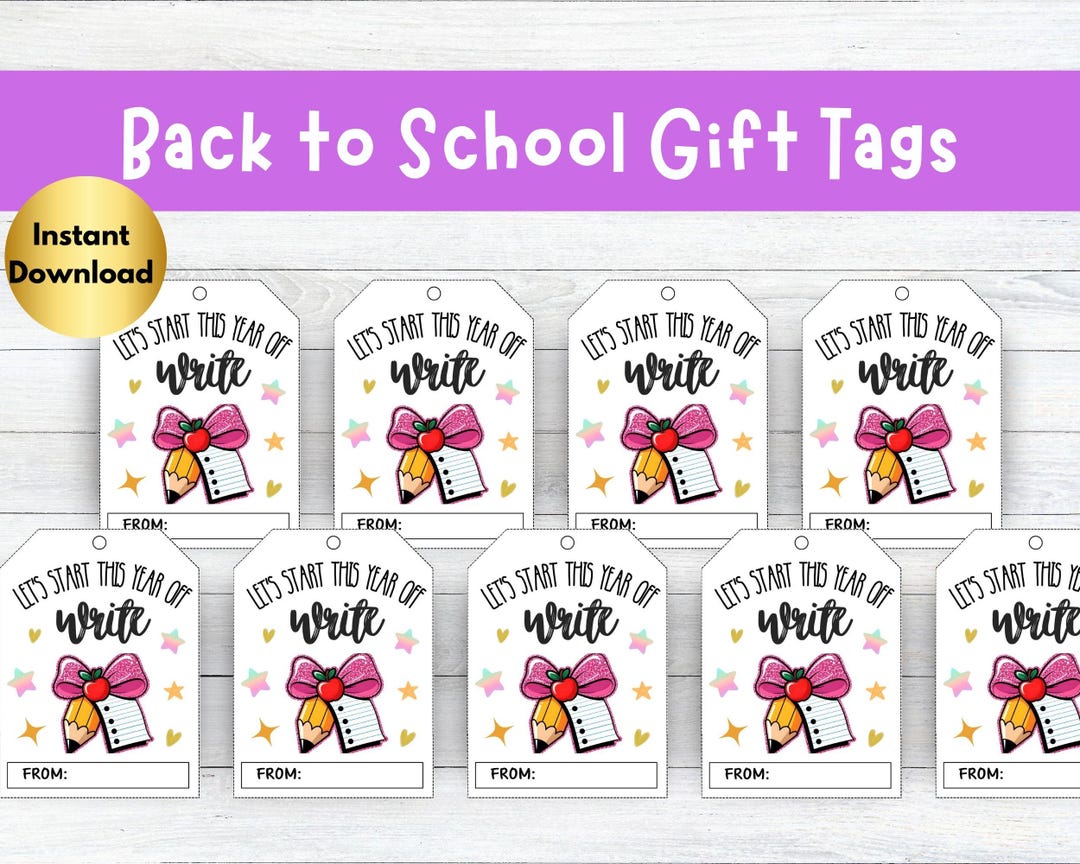 Back to School Gift Tag Printable, Teacher & Student Gift Tags, Let's ...