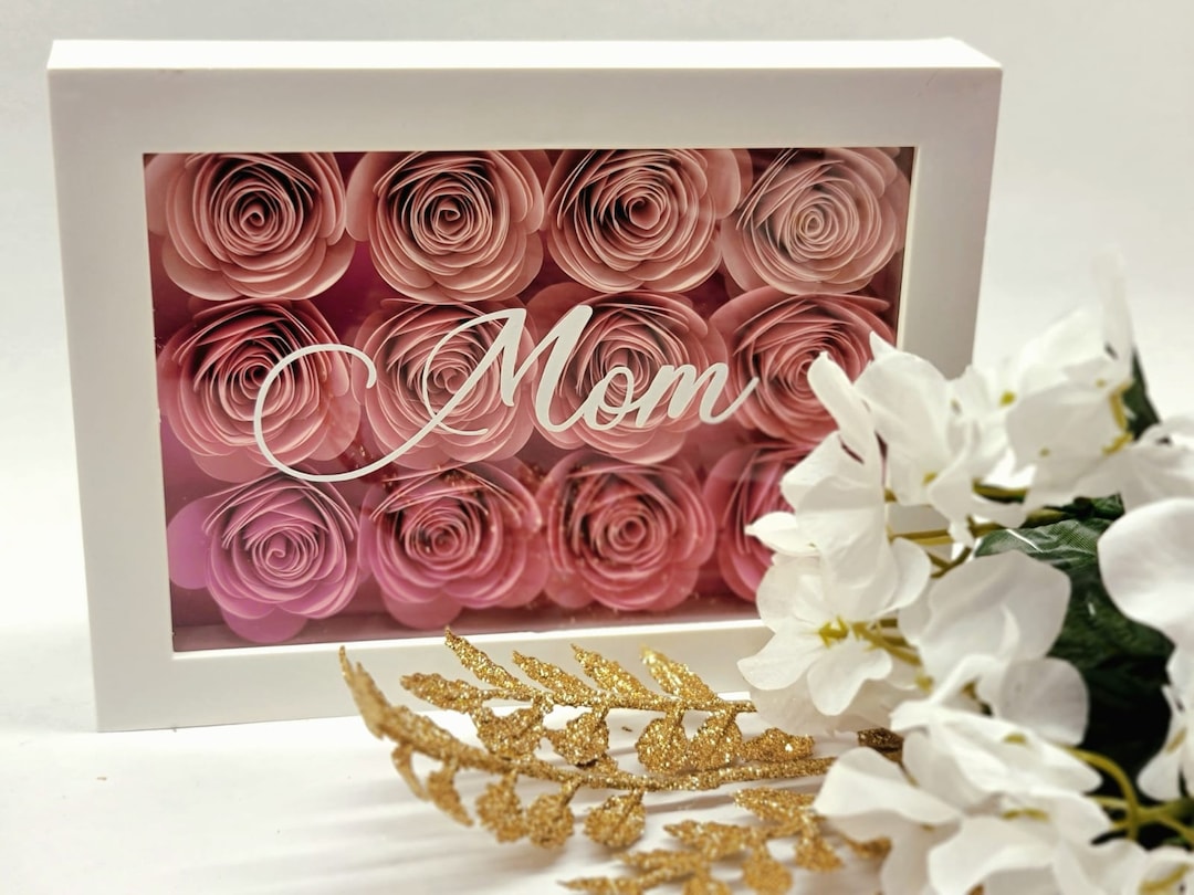 MOM Flower Shadow Box With Kids Name | Custom Gift Perfect for Mother's ...