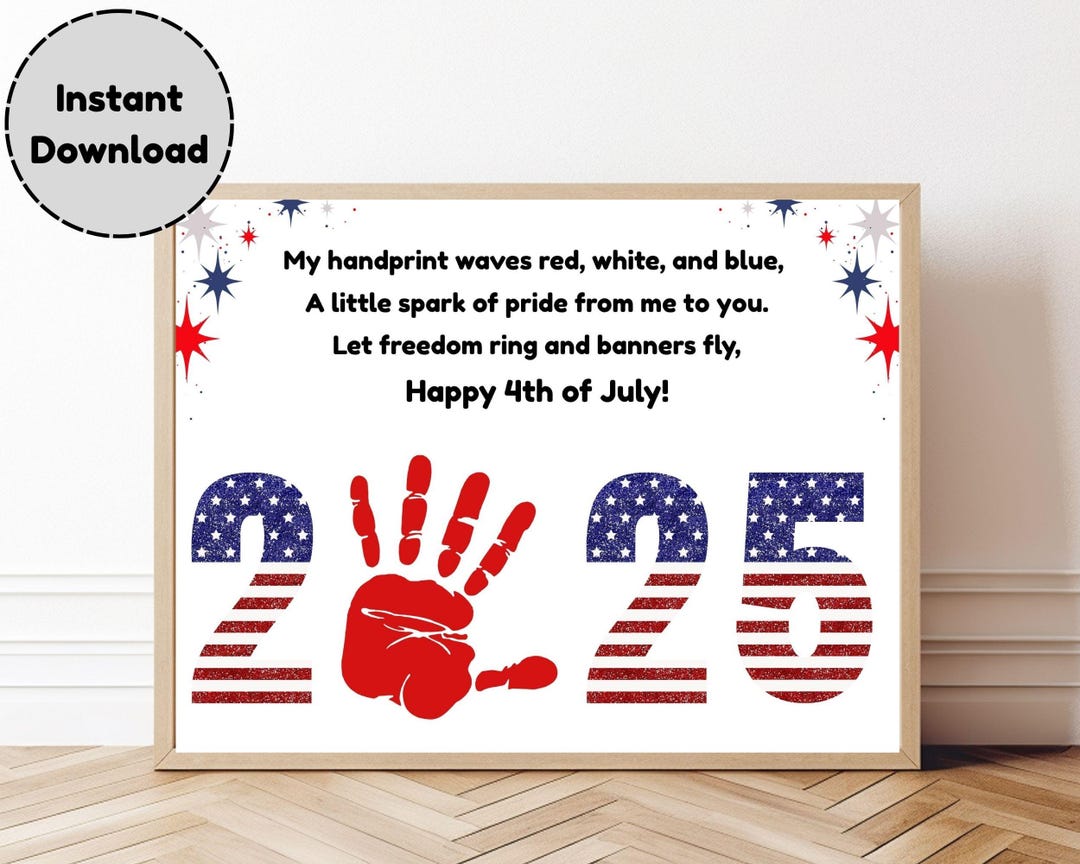 4th of July 2025 Poem Handprint Art, Patriotic Fourth of July Handprint ...