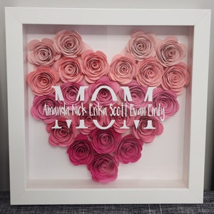 MOM Flower Shadow Box With Kids Name | Custom Gift Perfect for Mother's ...
