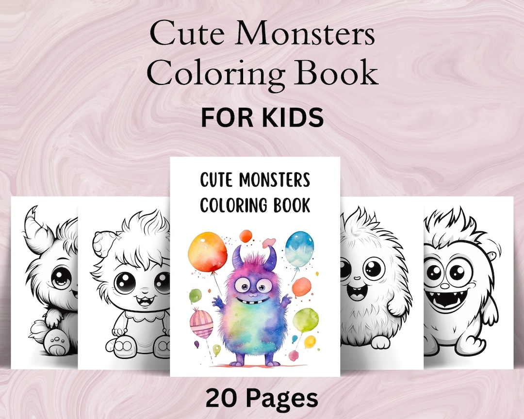 Cute Monsters Coloring Book for Kids –20 Easy to Color Pages, Printable ...