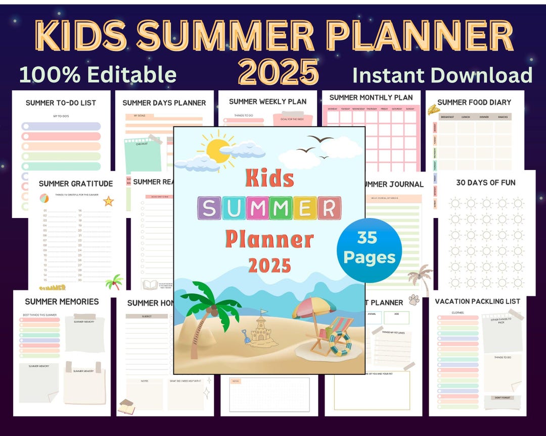 Kids Summer Planner 2025 | Printable Summer Schedule for Kids | Weekly ...