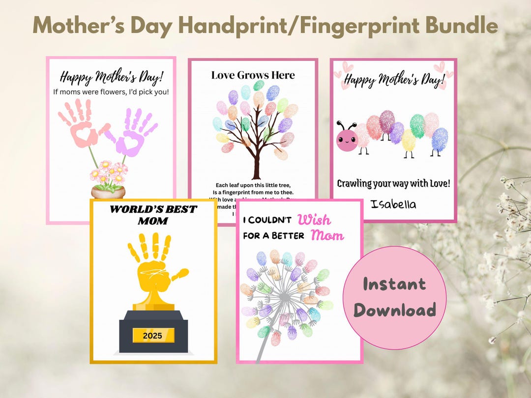 Mother’s Day Handprint Craft Bundle – 5 Printable Designs – DIY ...