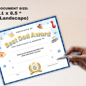 Personalized Best Dad Award Certificate-3 Version: Father's Day ...