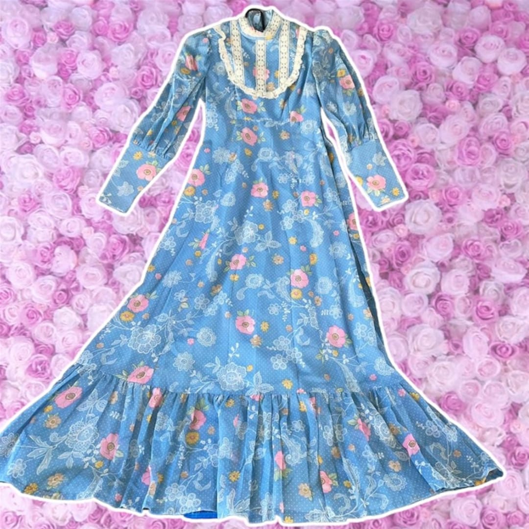 Vintage 70s Gunne Sax Pattern Style Handmade Prairie Aesthetic Floral ...