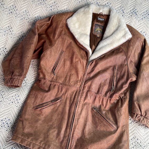 Vintage Aviator Long Leather Jacket Adventure Bound b… - Gem