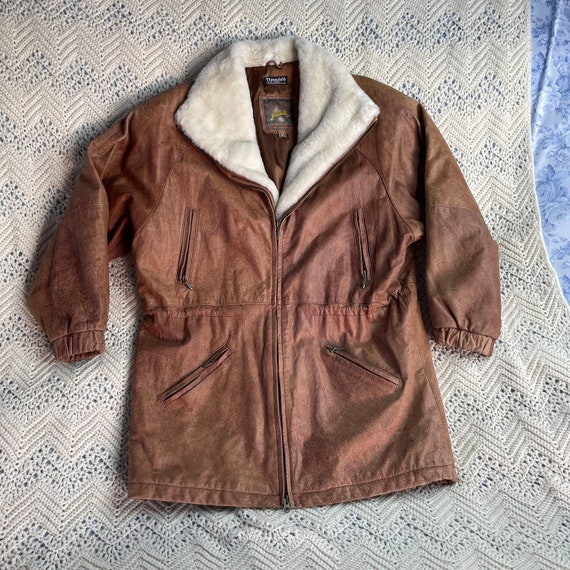 Vintage Aviator Long Leather Jacket Adventure Bound b… - Gem
