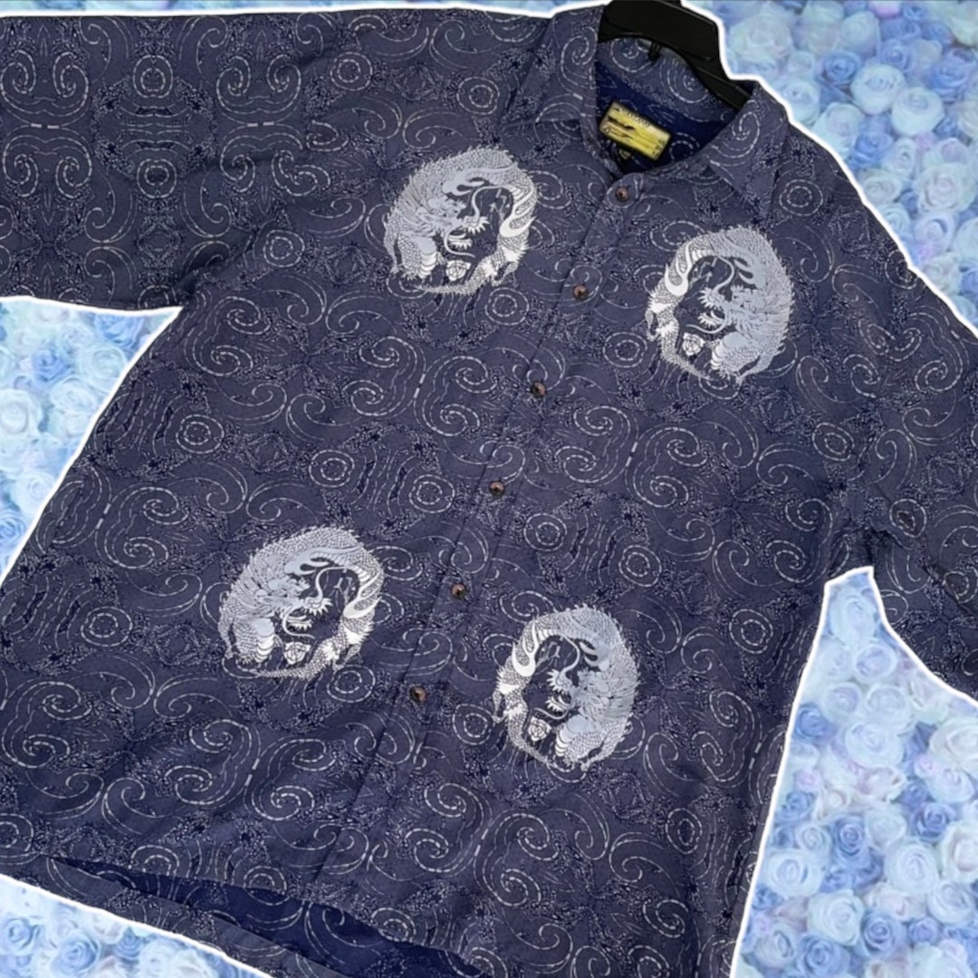 Vintage 90s Chinese Dragon All Over Print Double Sided - Etsy