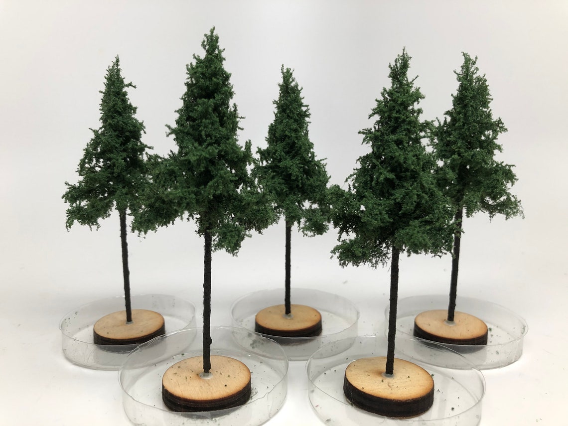Hand Made Realistic N Scale High Trunk 5 Spruce Trees Train Models 4 ...
