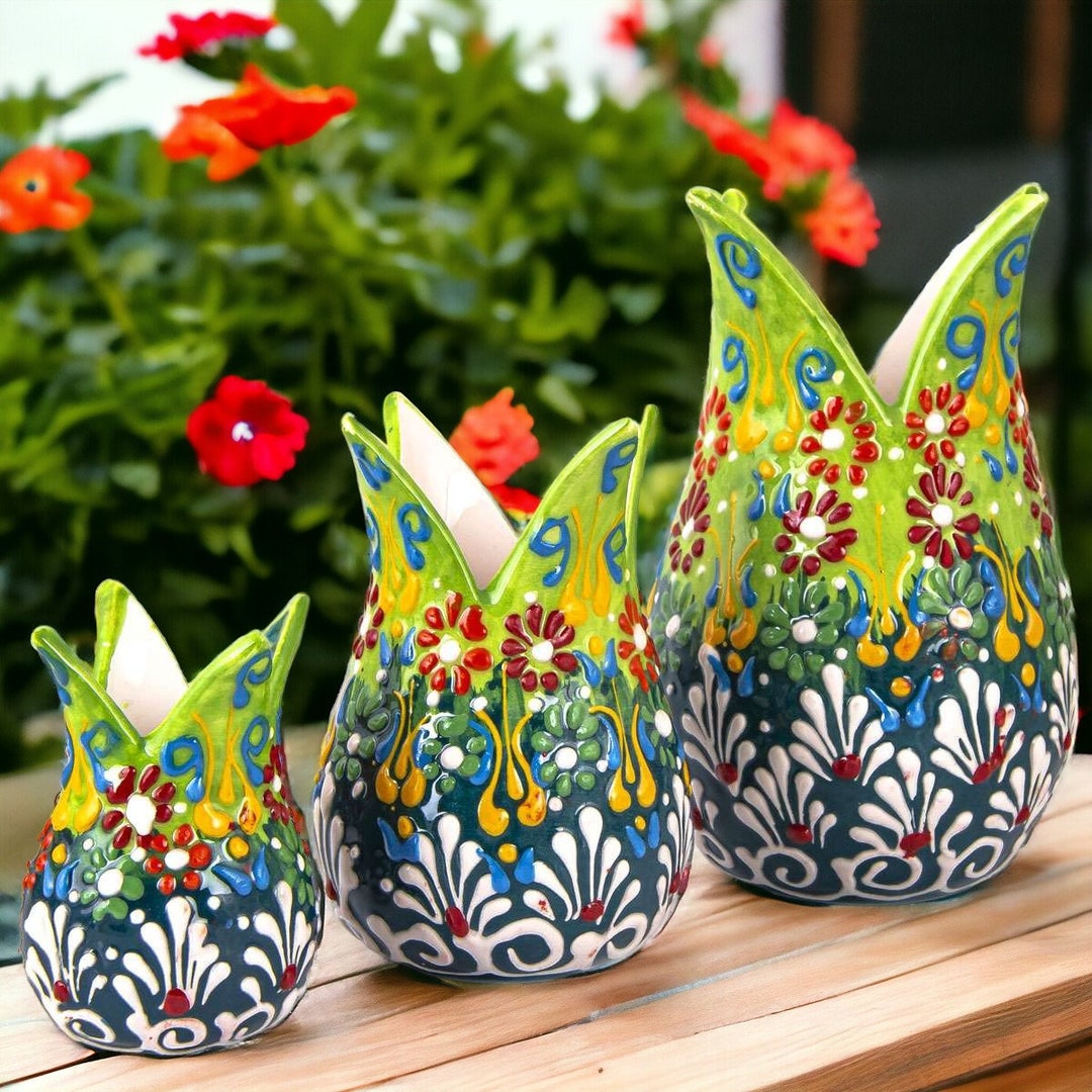 Ceramic Triple Tulip Set Hand Made - Etsy