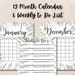 Monthly Flower 12 Month Calendar Weekly to Do Printable - Etsy