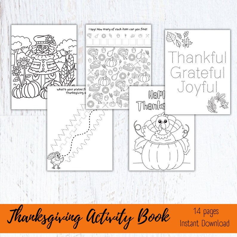 Thanksgiving Kids Activity Worksheet and Coloring Book Packet - Etsy