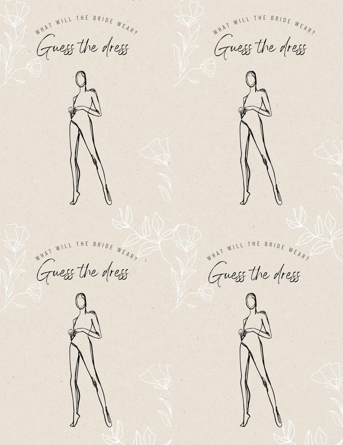 Guess the Dress Printable Bridal Game - Etsy