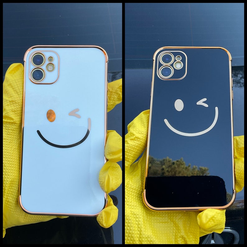 Smiley Face iPhone Case Cellphone Case Gold Plated Phone Silicone TPU ...