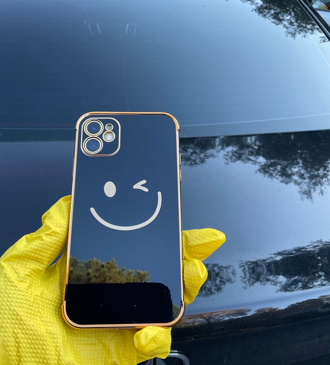 Smiley Face iPhone Case Cellphone Case Gold Plated Phone Silicone TPU ...