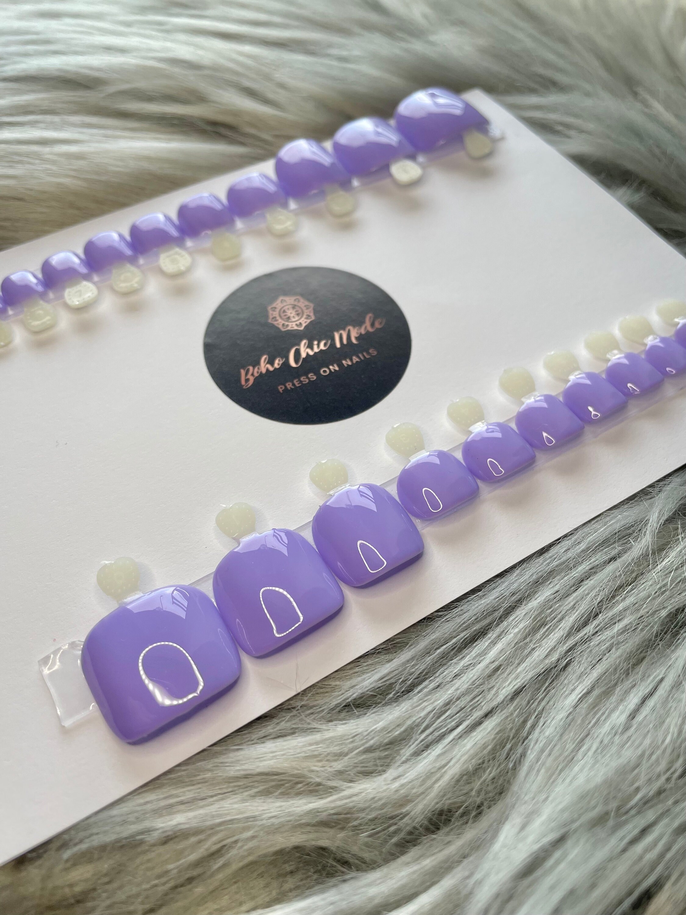 FULL SET OF 20 False Toenails Pastel Purple Glossy Nails Set - Etsy