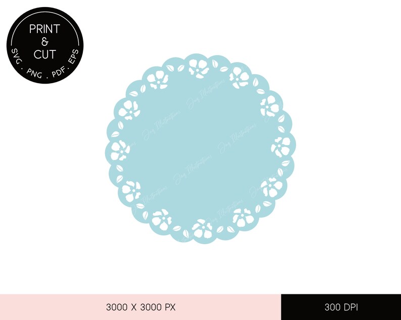Floral Doily Bundle Printable Digital Template, Clip Art, Sticker ...