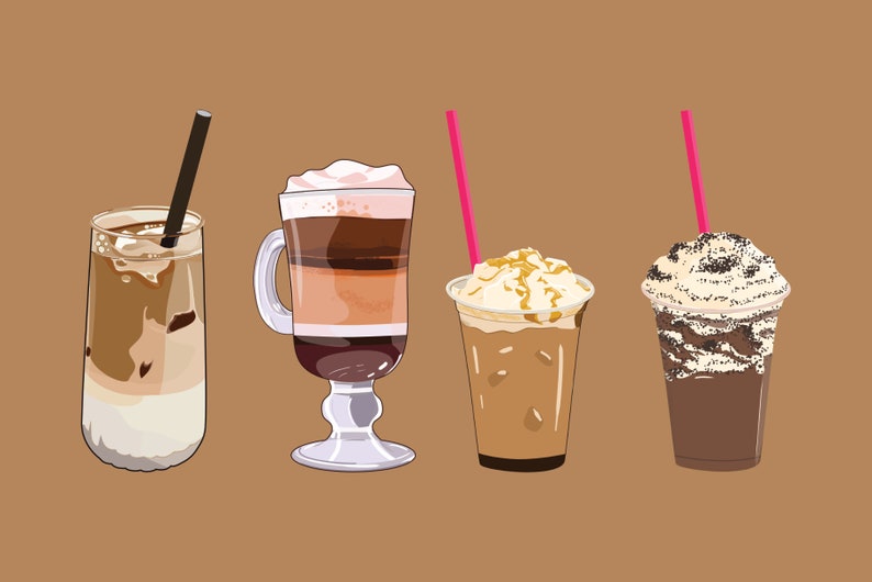 Coffee Clipart Bundle Latte Clip Art Sticker Ice Coffee Digital ...