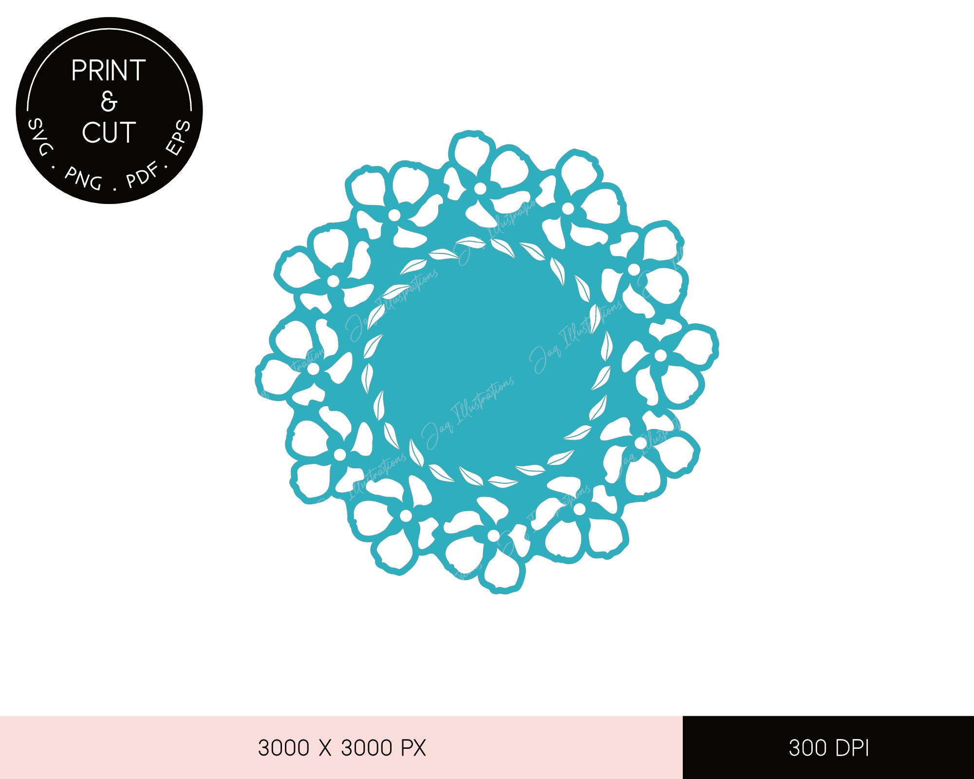 Floral Doily Bundle Printable Digital Template, Clip Art, Sticker ...
