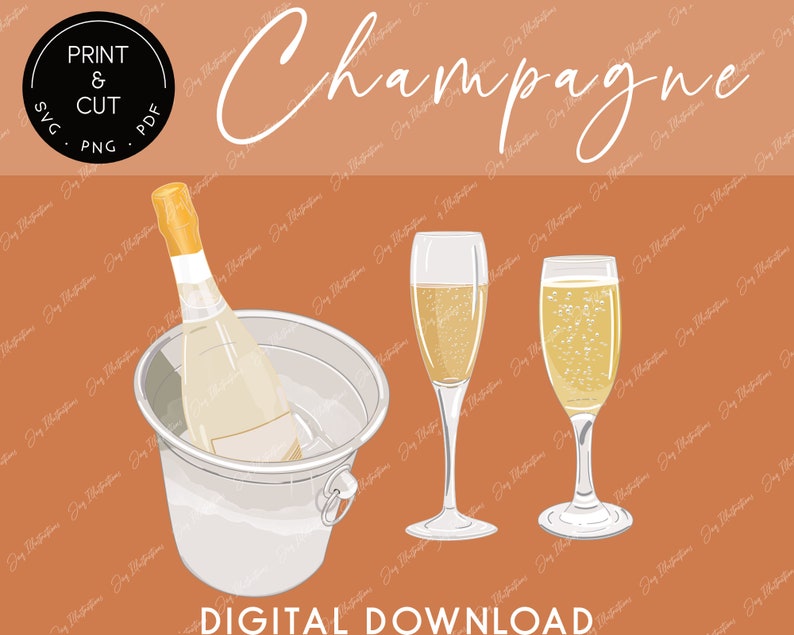 Champagne Bottles Printable Digital Template, Cliparts, New Year ...