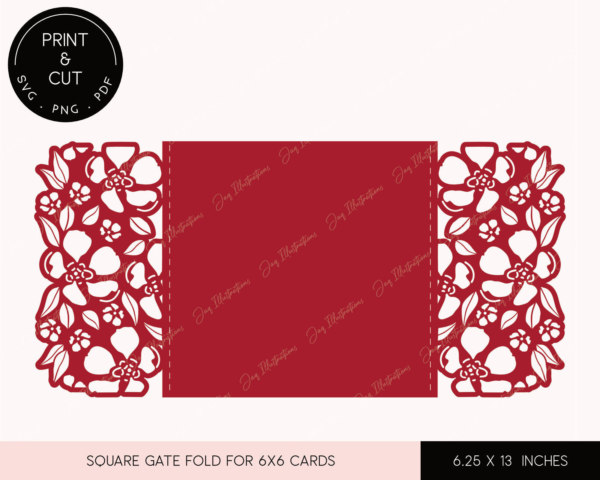 Square Magnolia Floral Gate Fold Template for 6x6 Wedding Invitation ...