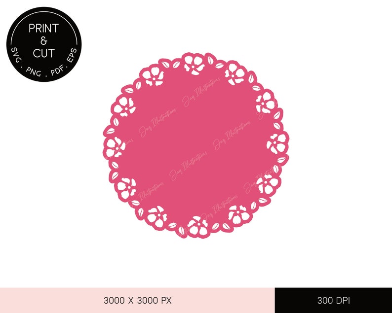 Floral Doily Bundle Printable Digital Template, Clip Art, Sticker ...