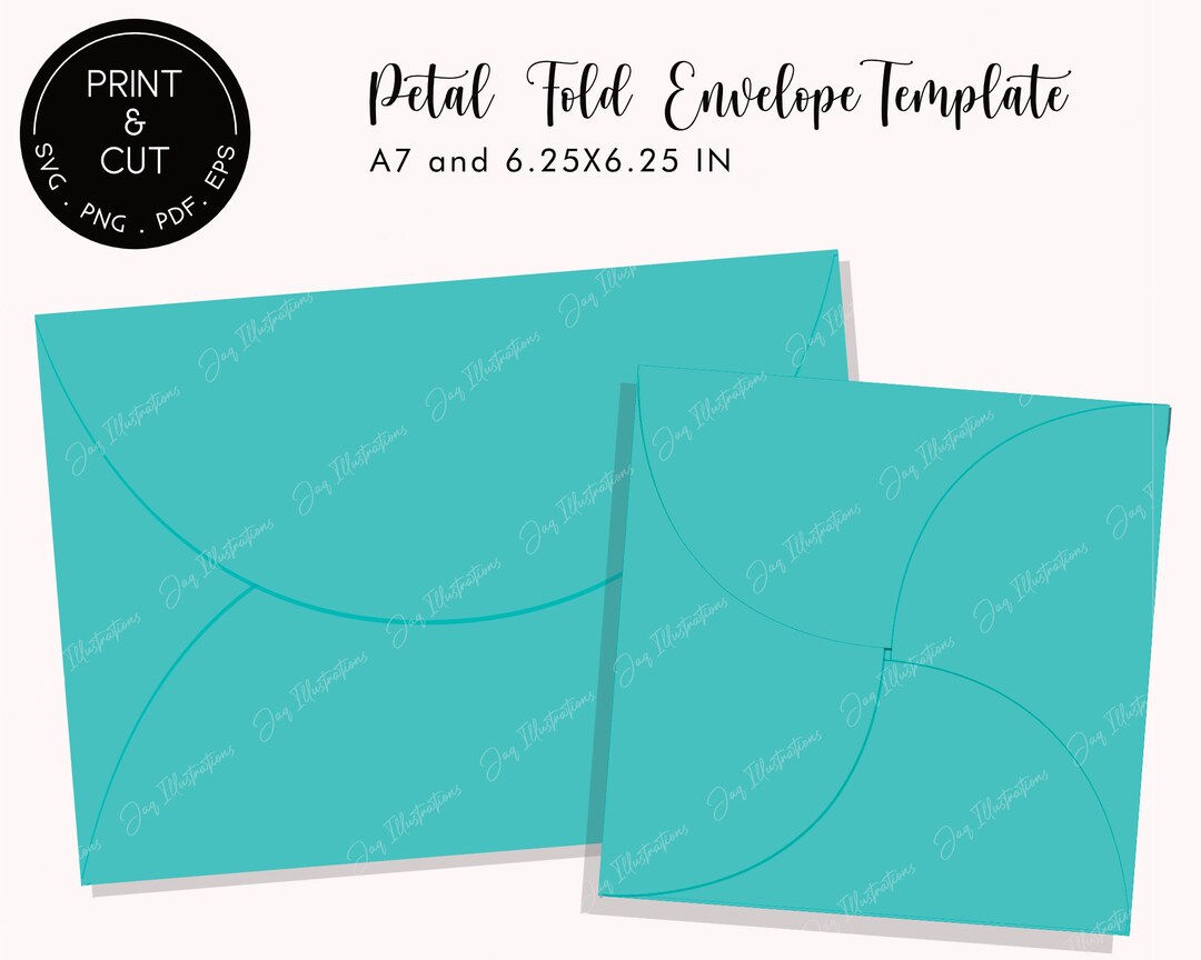 A7 and Square Petal Fold Envelope Digital Template Bundle for - Etsy