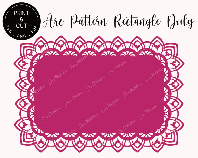 Arc Rectangle Doily Printable Digital Template, Clip Art, Sticker ...