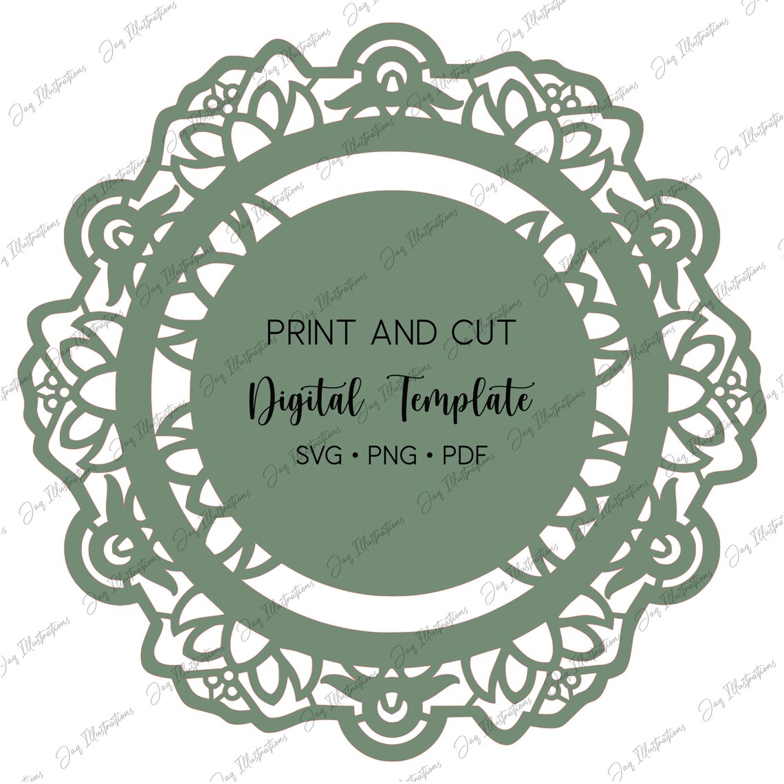 Succulent Floral Doily Printable Digital Template, Clip Art, Sticker ...