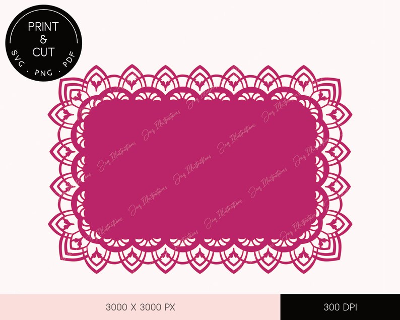 Arc Rectangle Doily Printable Digital Template, Clip Art, Sticker ...