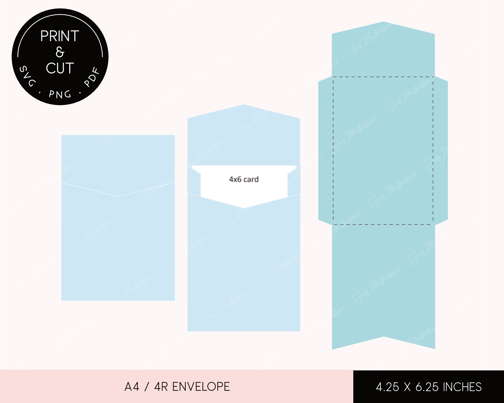 A4 Envelope Digital Template Bundle for 4x6 Cards, Wedding and Birthday ...