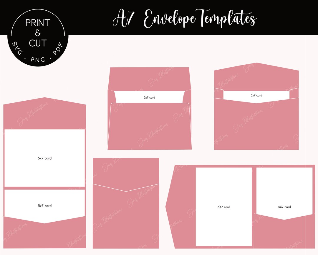 A7 Envelope Digital Template Bundle for 5x7 Cards, Wedding and Birthday ...